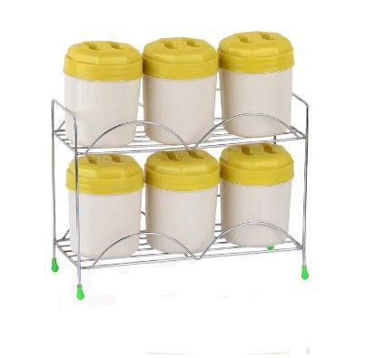 Ideal 2-shelf 6-Partitions stainless steel metal Masala Rack stand ...