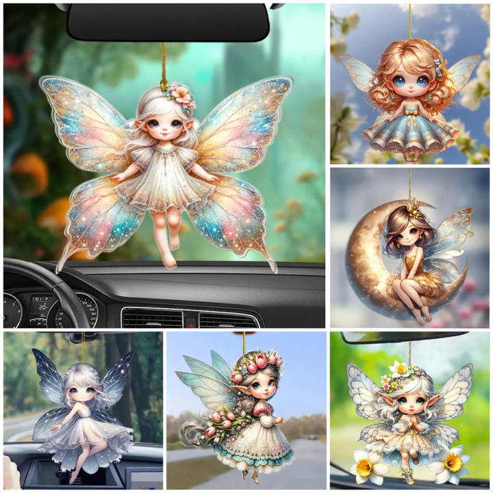 Acrylic Pendant Beautiful 2d Cute Flower Fairy Charms Small Fresh ...