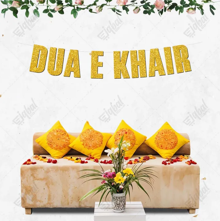 Dua e Khair Glitter Banner 7" inches Height each letter, Wedding Party ...
