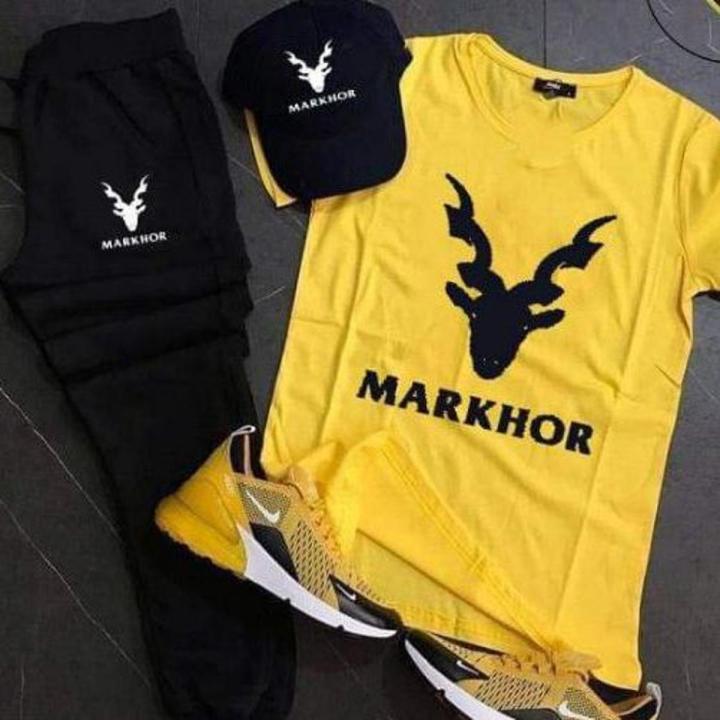 Markhor Printed T-shirt, Cap And Trousers Track Suit For Men, Durable ...