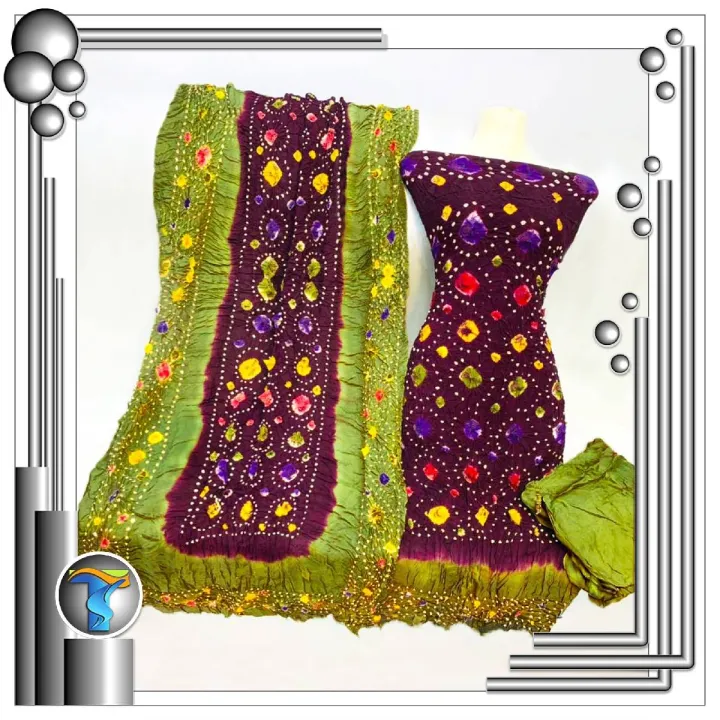 Linen Chunri 3 Piece Suit for Women, Rajasthani Chunri, Mehndi and ...