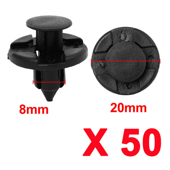 50pcs/set 8mm Hole Plastic Rivets Fastener Push Clips Black for Car ...