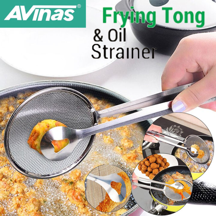 Small Multi functional 2 in 1 Fry Spoon Strainer With Clip Oil Frying ...