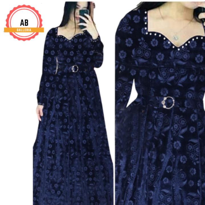 AB Galleria - One Pc Stitched Winter Velvet Fancy Frock With Belt for ...