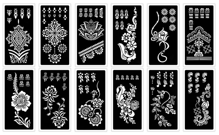 6 Beautiful Sheets Arabic Bridal Mehndi Design Hands Henna Mehandi Stencils Stickers-15 | Daraz.pk
