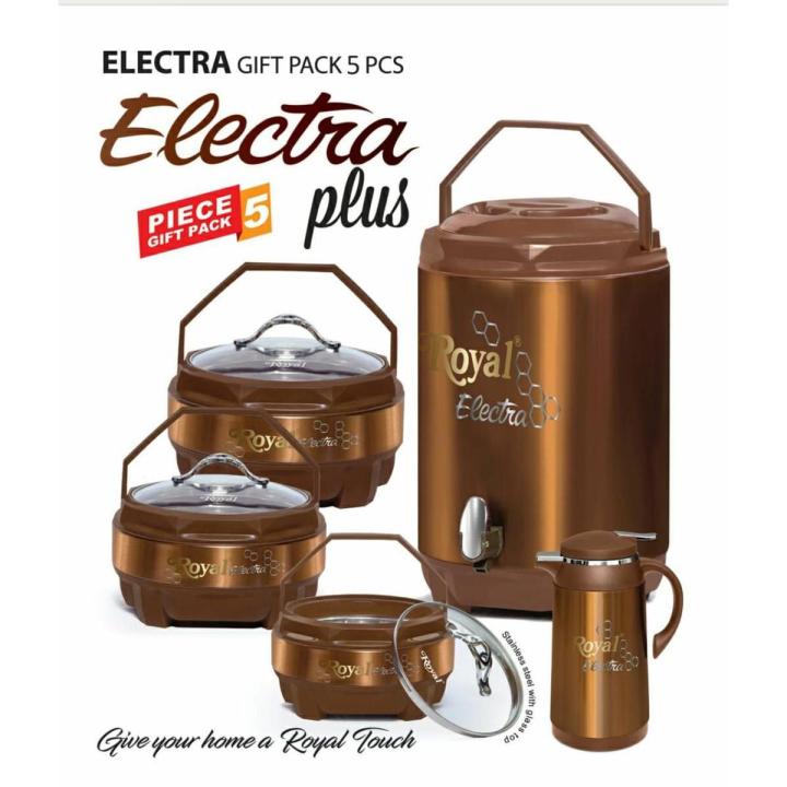 5 Pcs Royal Hot Pot Set Stainless Steel Inner Bowl - Glass Lid - 14 ...