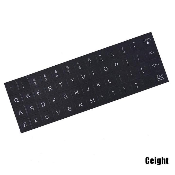(CEI) English Keyboard Replacement Stickers White On Black Any Pc ...