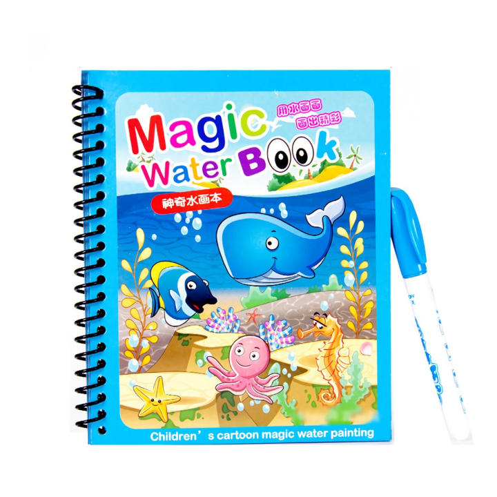 Magic Water Drawing Book for Kids Reusable Coloring with Magic Pen ...