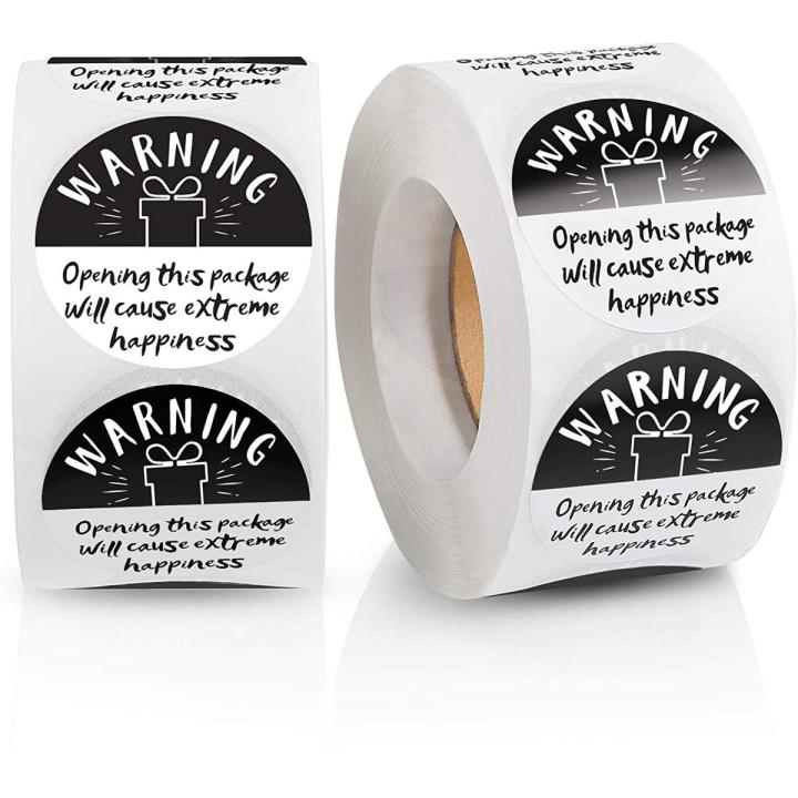 500pcs Extreme Happiness Stickers Black and White Warning Labels Round ...