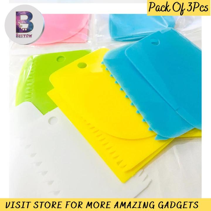 3Pcs/Set Plastic Cake Cream Spatula Dough Knife Cutter Scraper Baking ...