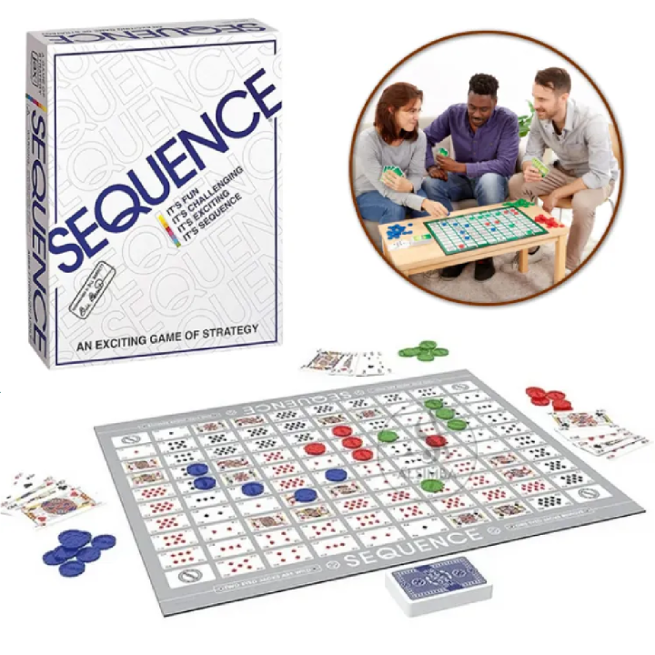 Sequence Strategy Board Game – Classic Family Game for Kids & Adults – Fun Educational Card ...
