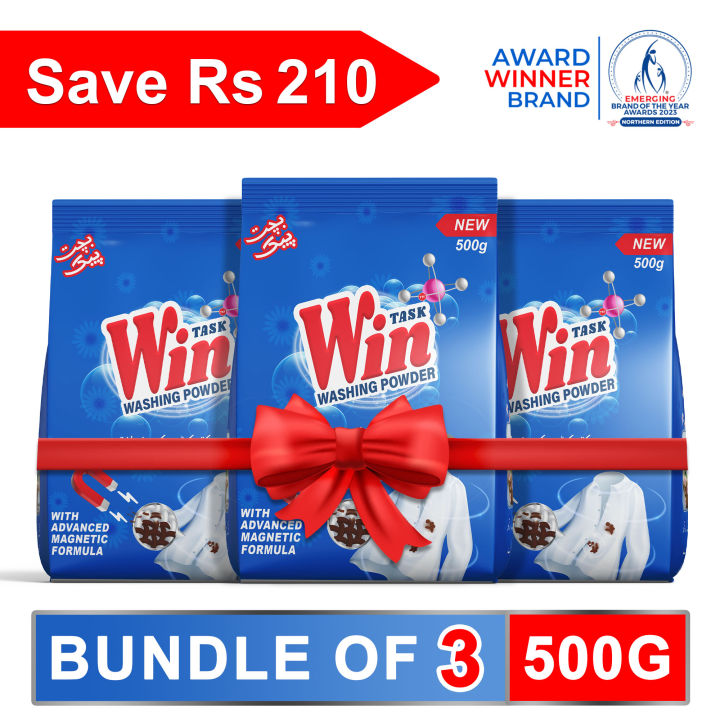 Win Task Detergent Washing Powder - Bundle of 3 - 500g Pack | Daraz.pk