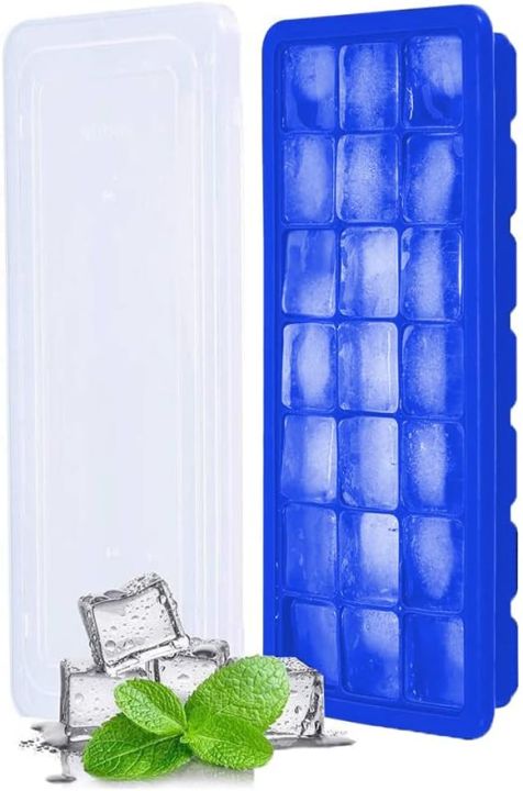 ZF Easy Push Pop out Square Silicon Ice Cubes Tray 15 Cubes WITH LID ...