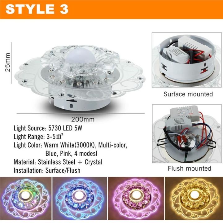 New Modern Crystal LED 5W Ceiling Blue Light Superior Lamp Chandelier ...