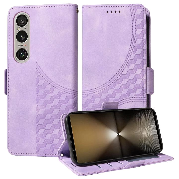 （COD)Embossed Rhombus Starry Leather Phone Case For Sony Xperia 1 VI ...