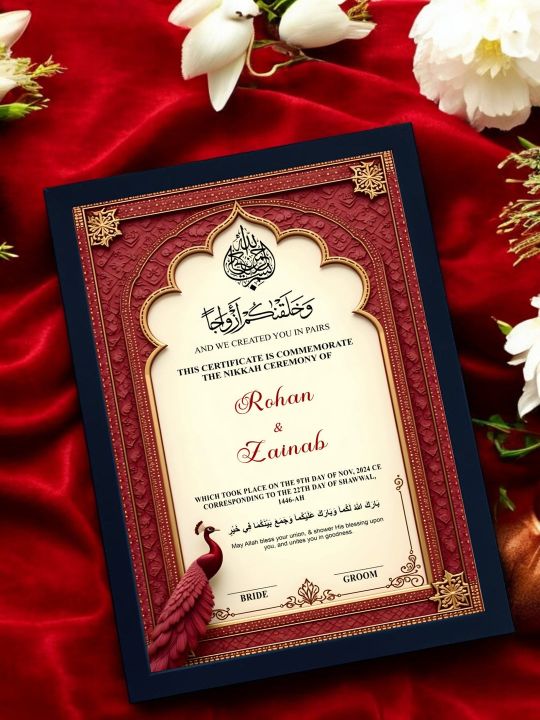 Premiun ♥️ Customised Nikkah Frame 😍 with nikkah nama certificate ...