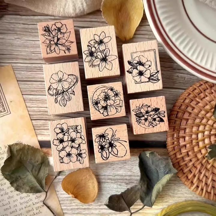 Sweet Journal 1PCS Flower Box Honey Words Series Seal Wooden Stamp Self ...