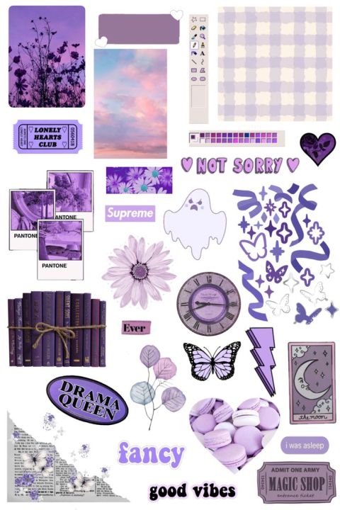 Purple theme uncut sticker sheet size a6 | Daraz.pk