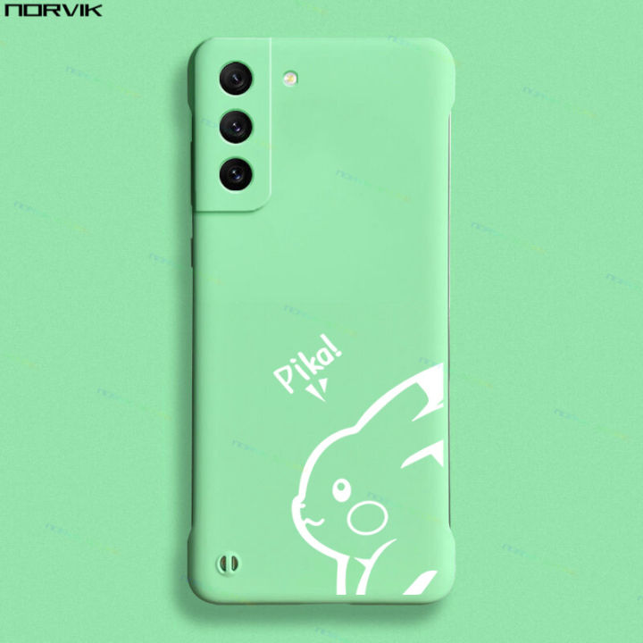 NORVIK Cute Cartoon White Pikachu Pattern Borderless Green Phone Case ...