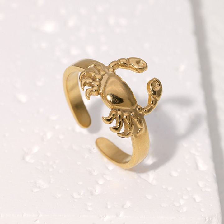 Beimai OEM Ring Stainless Steel Animal Gold Silver Crab Open men women ...