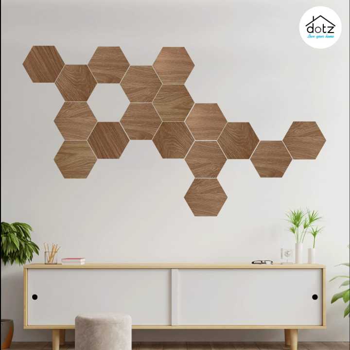 Dotz Brand Wooden Hexagon Wall Art-Wooden Wall Decoration Items for ...