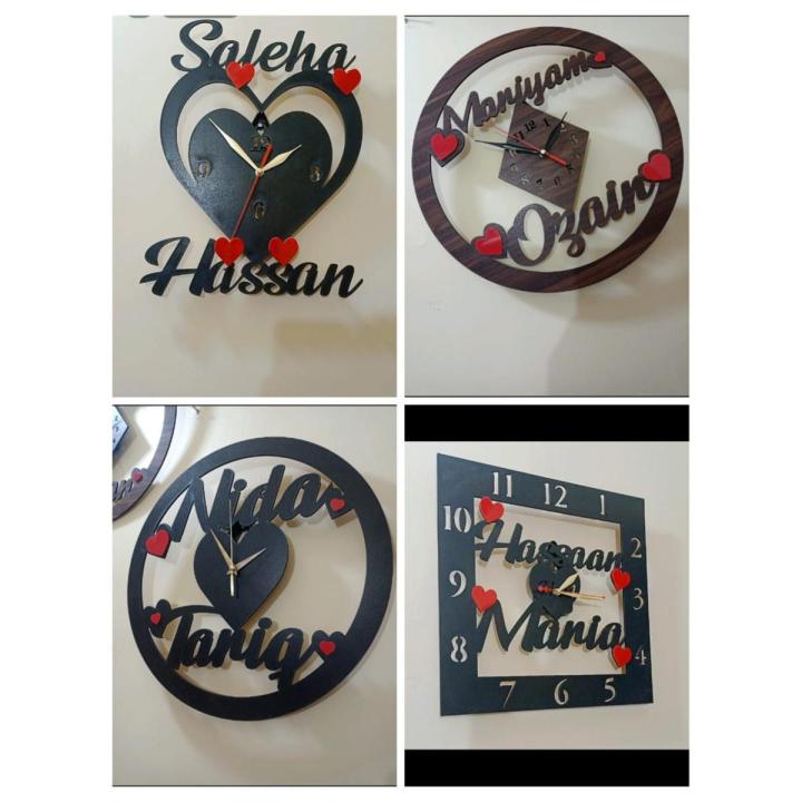 clock homes Customized wooden name wall clock by AQ | Daraz.pk