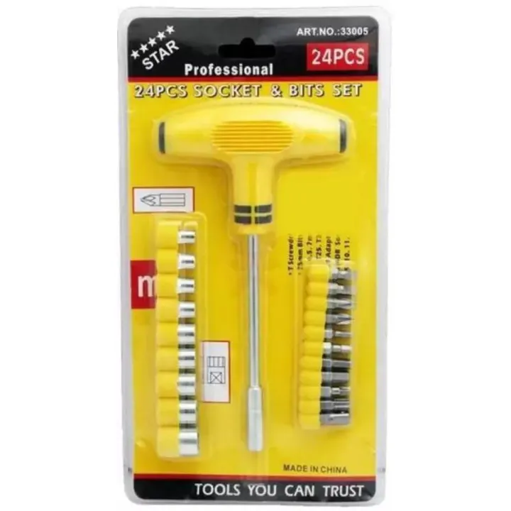 24pcs / set T shape screwdriver repair opening tool kit Ratchet Pawl ...