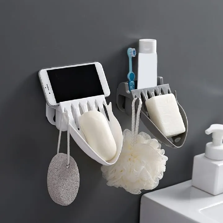 Self Adhesive Soap Dish with Mobile Holder Toothpaste Stand and ...