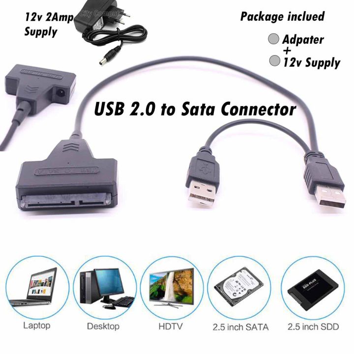 Dual USB Sata Cable USB To Sata Adapter Suport 2.5 or 3.5 Inch External ...