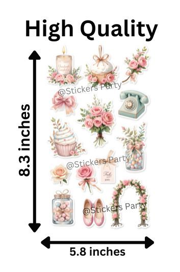 Pink Floral Aesthetic Sticker Sheet – Uncut 8.3x5.8 inch – Vintage ...