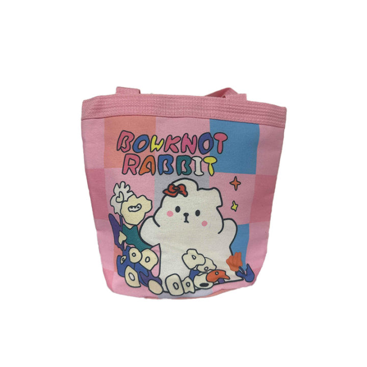 Casual Canvas Bucket Bag Tote Women Handbags Cartoon Print Lunch Bag ...