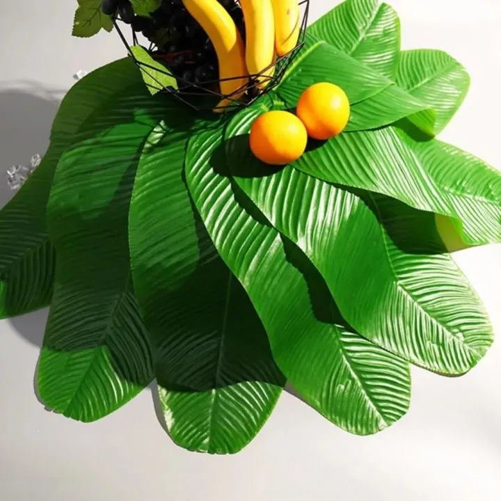 Dining Table Mats Green Artificial Banana Leaf Place Mats Tropical Palm ...
