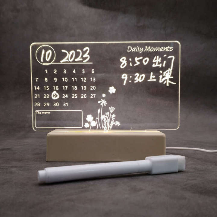 2024 new 3D square calendar night light bedroom bedside table lamp date ...