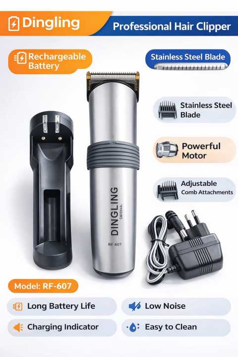 DINGLING RF-607 Rechargeable Hair Trimmer for Men | Professional Beard ...