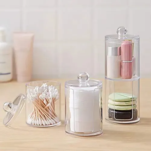 Bamboo Cotton Swabs & Makeup Organizer Box – Transparent Plastic Q-tip ...