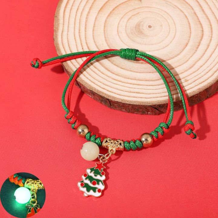 【Very good-looking】Bell Mistletoe Luminous Xmas Bracelet Elk Snowflake ...
