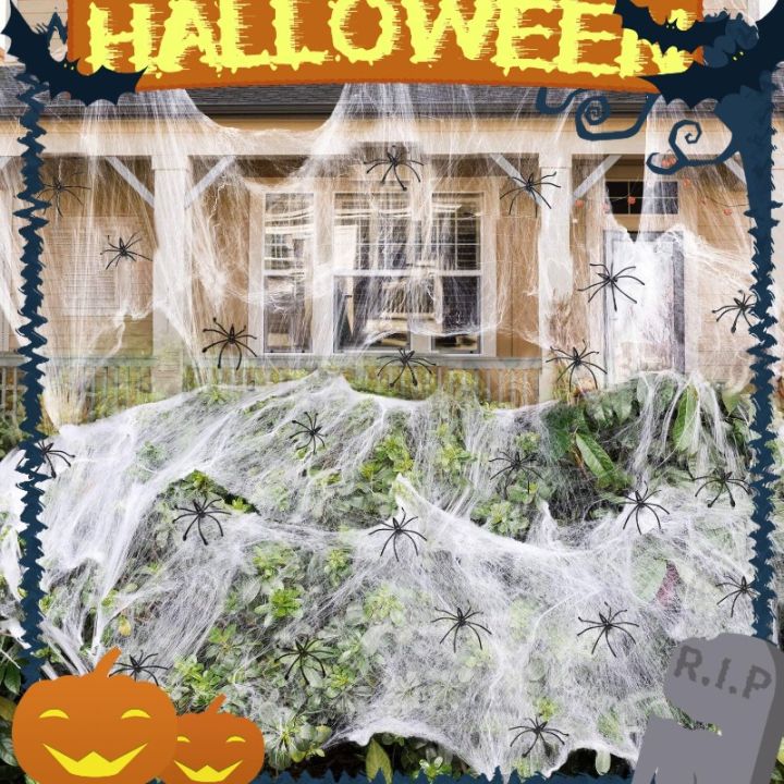 Halloween Decoration Artificial Spider Web Scary Party Scene Props ...