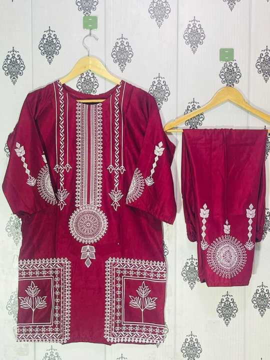 New stylish collection 3D printed stitched 2pc suit for girls and women. | Daraz.pk