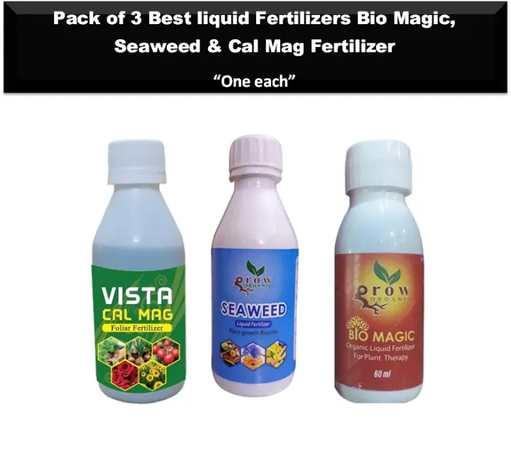 Pack of 3 Best liquid Fertilizers Bio Magic 60 ml , Seaweed 50 ml & Cal ...