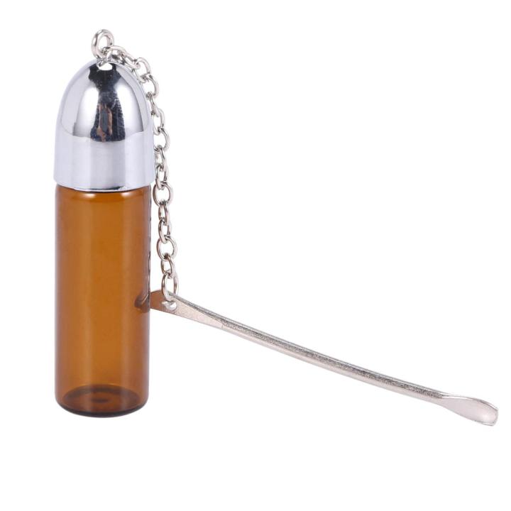 Glass Empty Snuff Bottle with Metal Spoon Screw Cap Container Sniffer ...