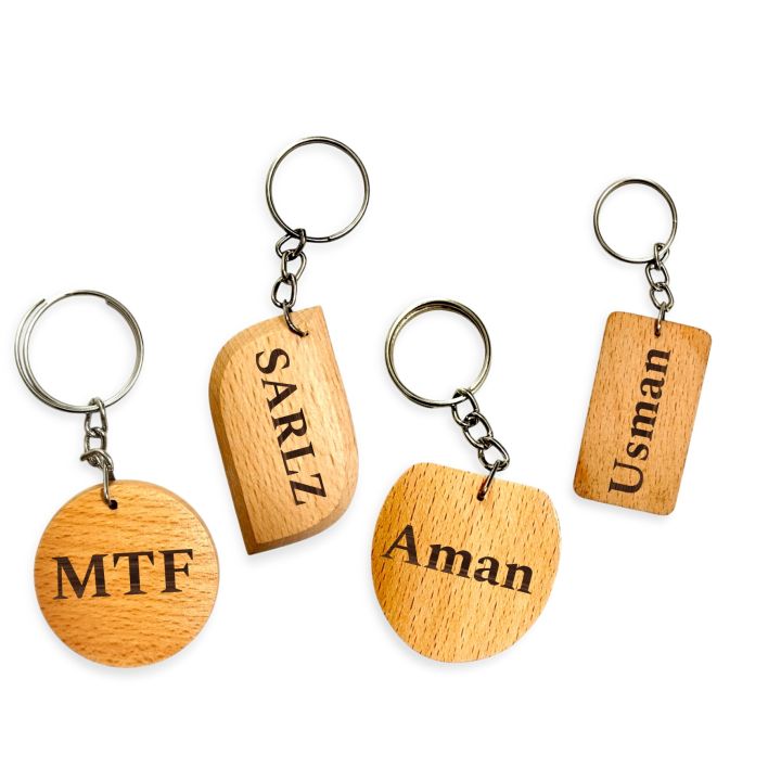 Customized Keychain (Wooden) Shape Picture Name Or Logo Engraved ...
