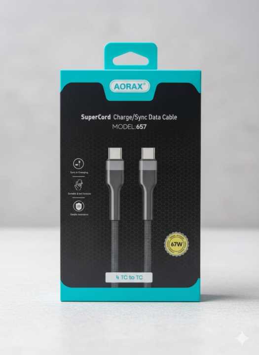 AORAX SuperCord 67W Fast Charging Type-C to Type-C Nylon Braided Data ...