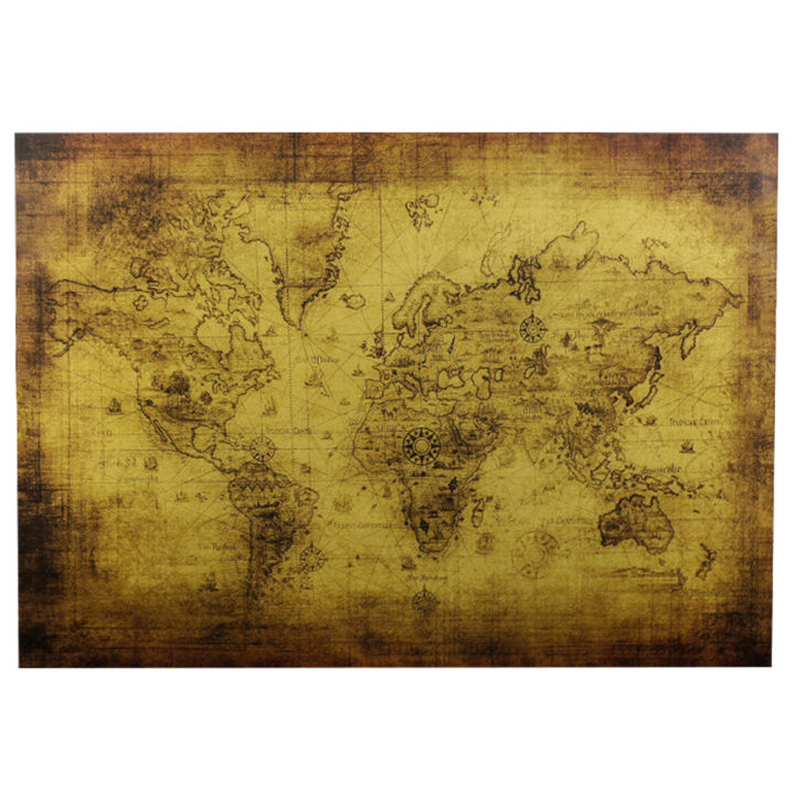 Vintage Style Retro Kraft Paper Poster Globe World Map Bar Cafe Pub ...