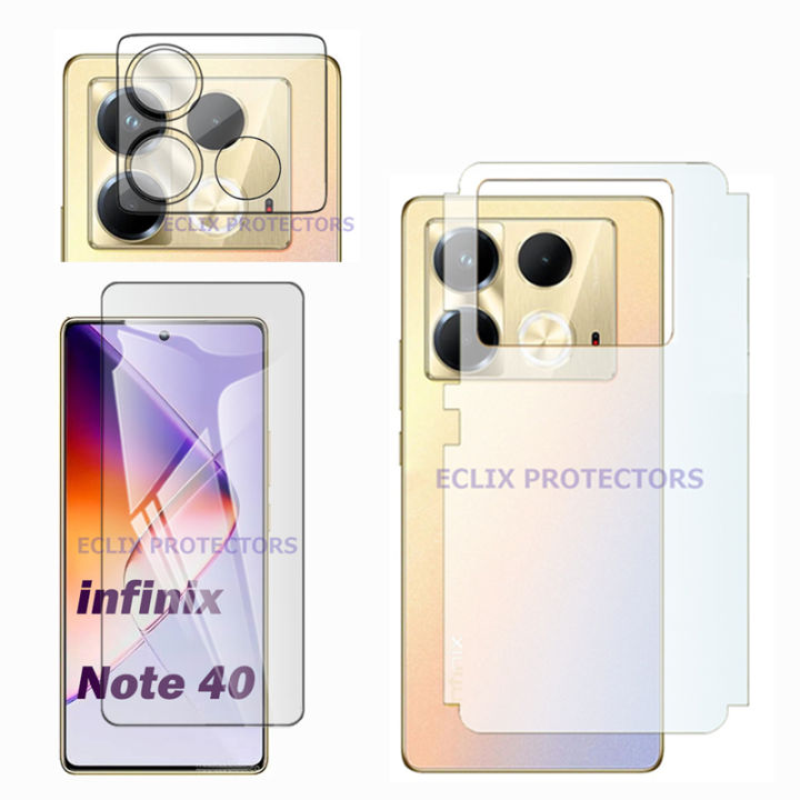 Pack of 3 Infinix Note 40 Protectors Tempered Glass, Matte Back Skin ...