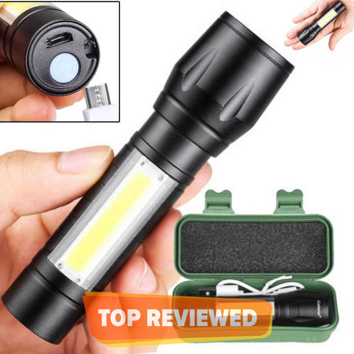 Zoomable Rechargeable LED Torch - Micro USB Charging with Cable and ...