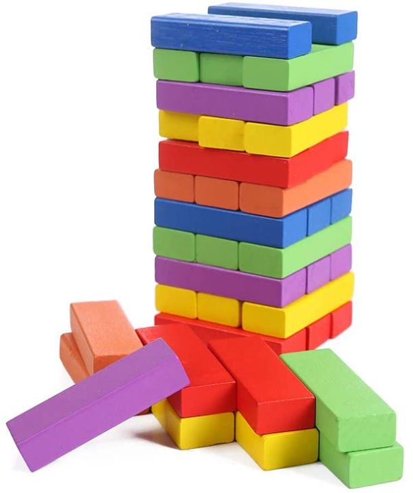 Techmanistan 54 Pieces Random Color - Wooden Jenga Tower Building ...
