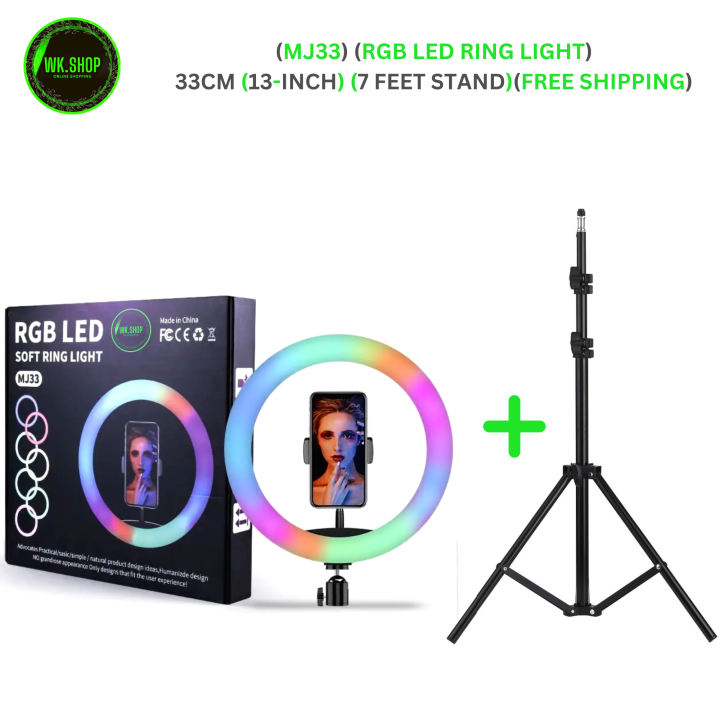 MJ33 RGB LED Soft Ring Light 33CM (13-inch) With Phone Holder USB Plug ...