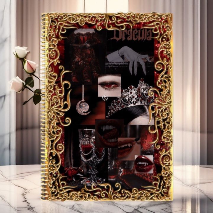 VAMPIRE Aesthetic Red Notebook - Premium A4 Spiral Journal for Writing ...