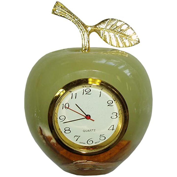 Marble Onyx Desktop Apple shape clock Pakistani souvenirs handcrafted ...