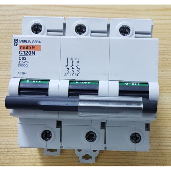 MERLIN GERIN A9N18364 C120N - C63, CB - 3P - 63A - C curve. Multi9 series, 10KA, 415V, 50/60HZ ...